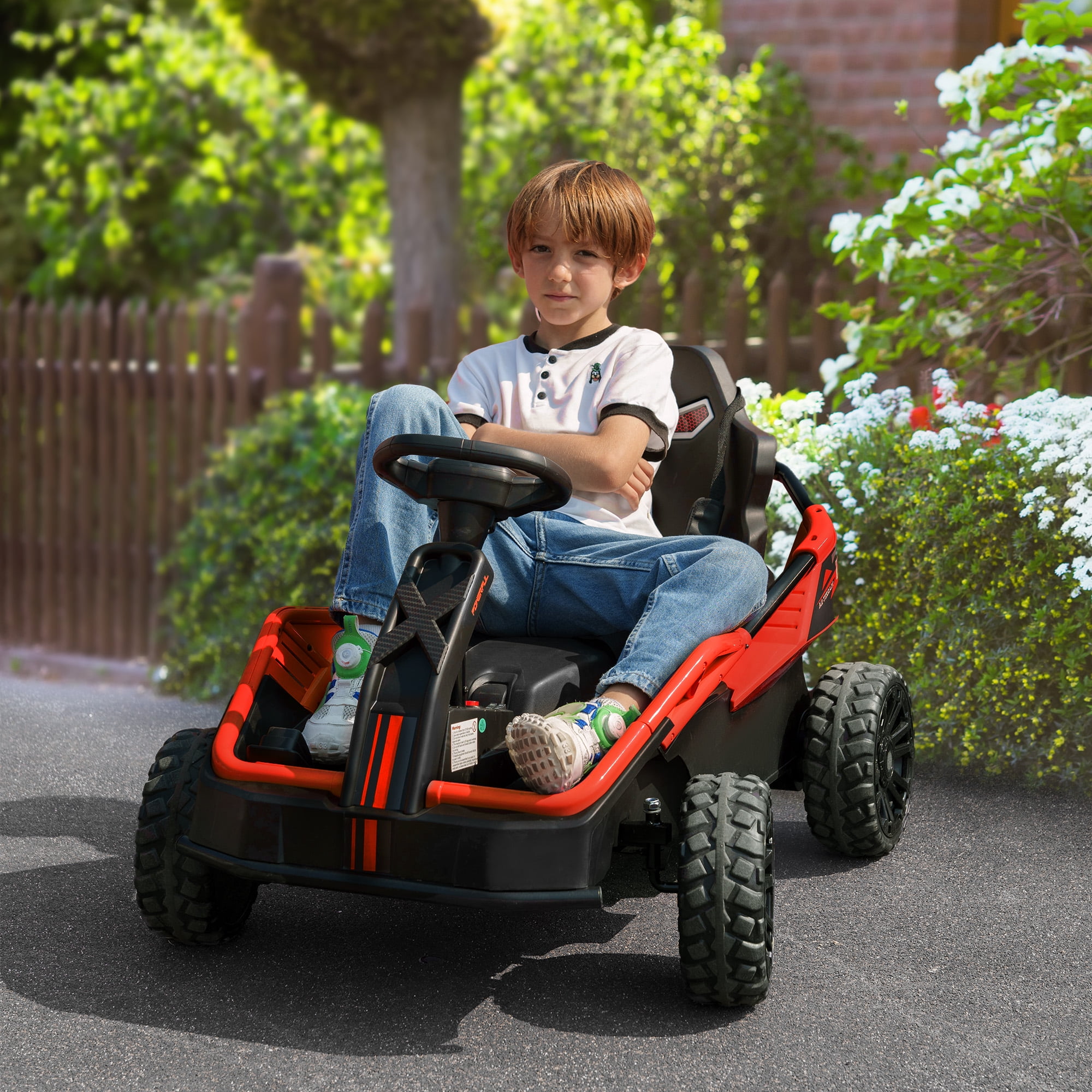 Qaba 24V Go Kart w/ Remote Control, Spring Suspension, Red - Walmart.com