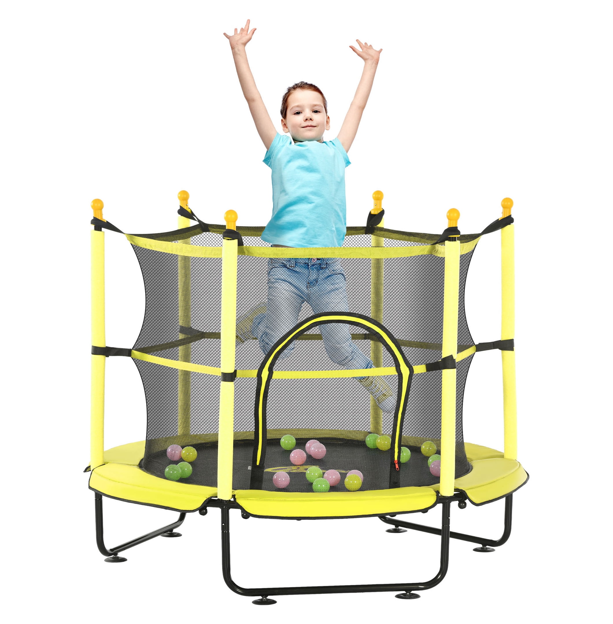 Qaba 4.6' Trampoline for Kids, 55 Inch Toddler Trampoline with Safety ...