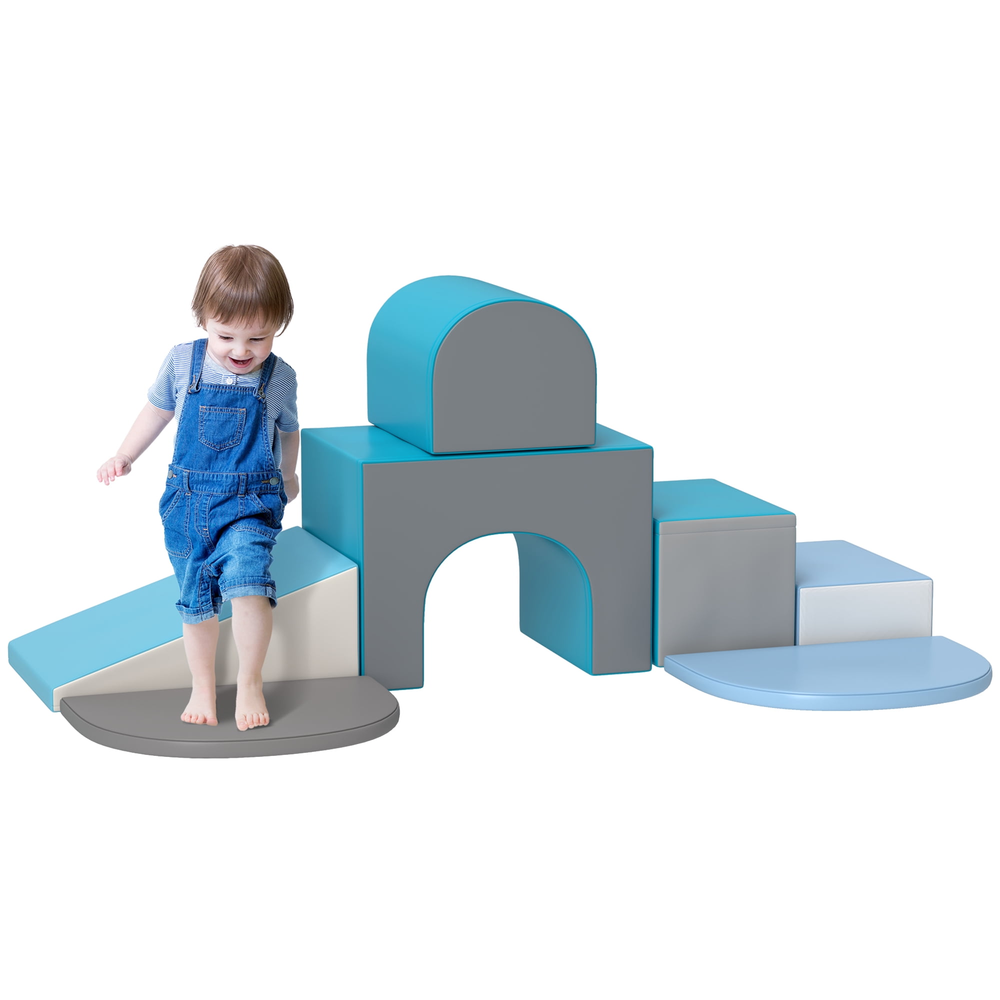 Qaba 7-Piece Baby Soft Play Equipment Toddler Crawling Climber for ...