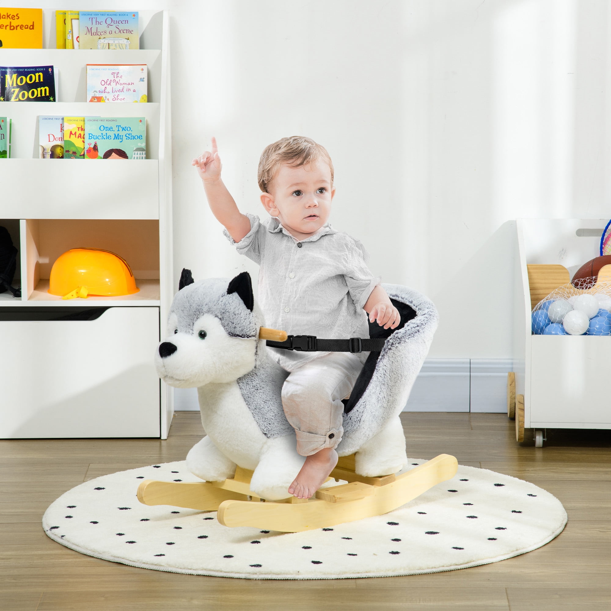 Qaba Baby Rocking Horse, Husky Themed Rocking Animal for Children ...