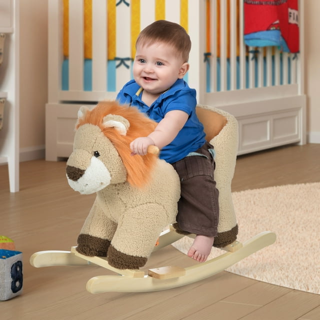 Qaba Toddler's Lion Baby Rocking Horse with Sound and Seat Belt, Infant ...