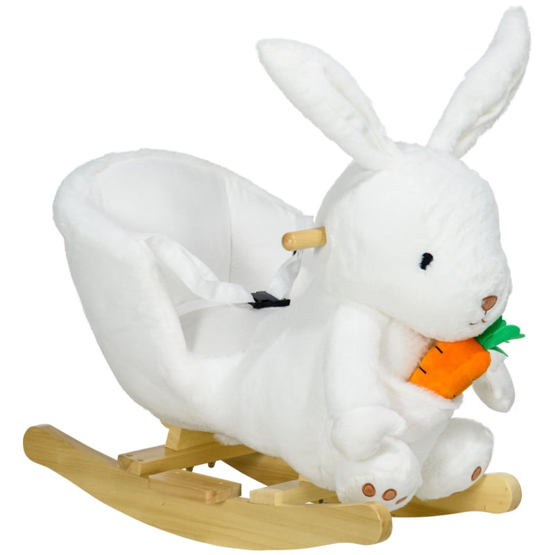 Qaba Baby Rocking Horse, Riding Horse, Bunny Rabbit Themed Rocker with ...