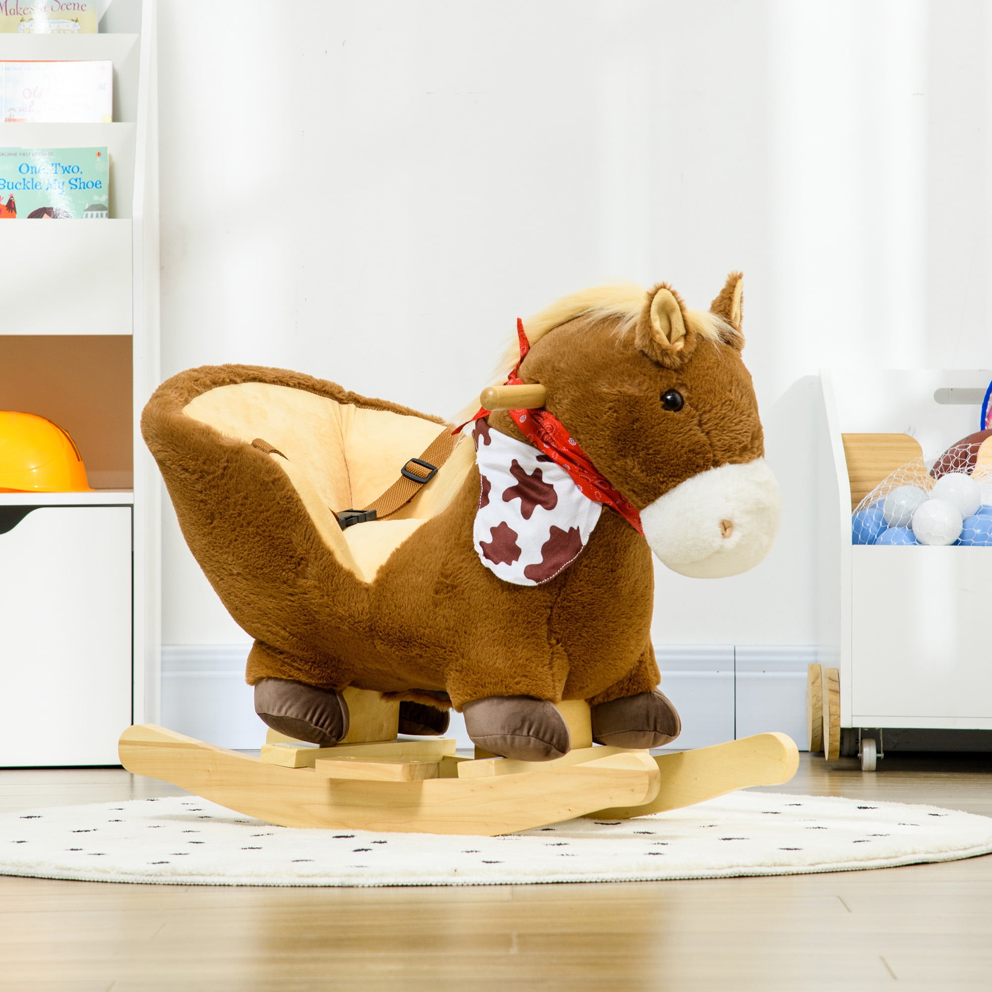 Qaba Baby Rocking Horse,Riding Horse,Plush Animal Rocker with Realistic ...