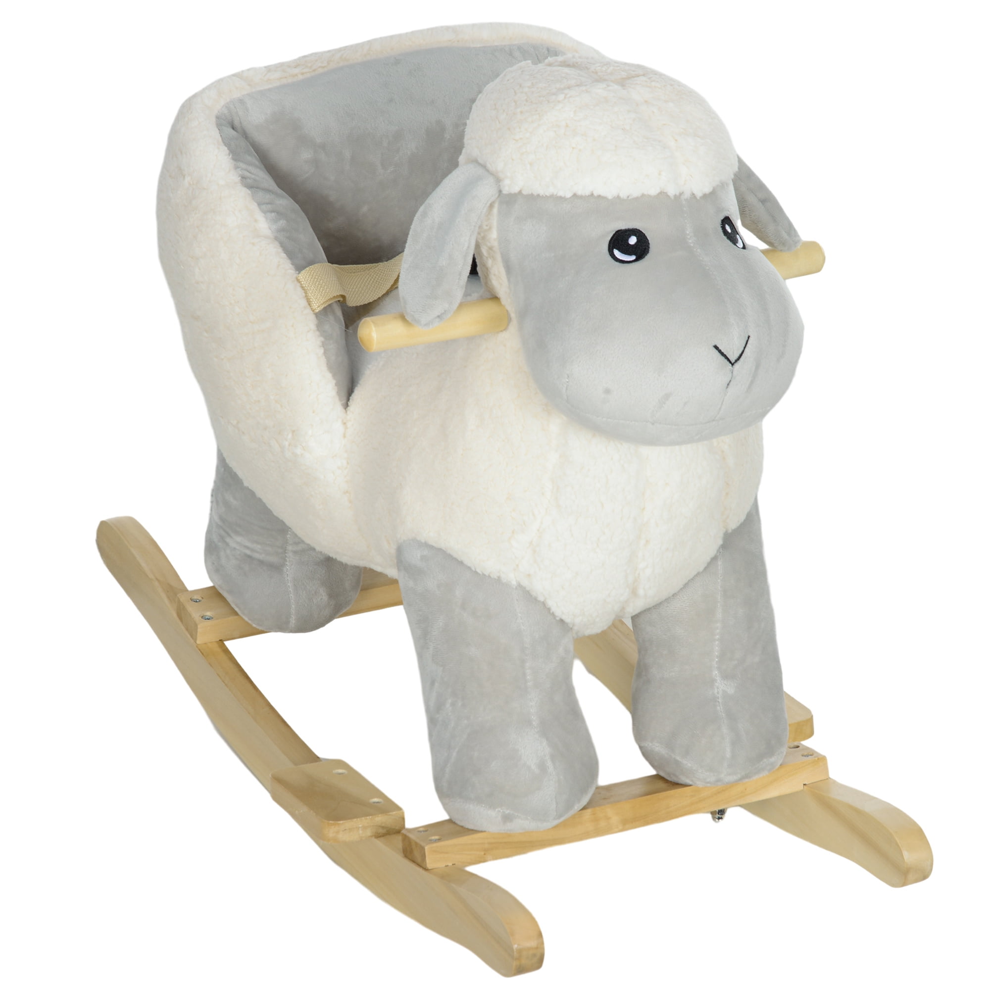 Qaba Baby Rocking Horse Sheep Plush Lamb Rocker Rocking Animal with ...
