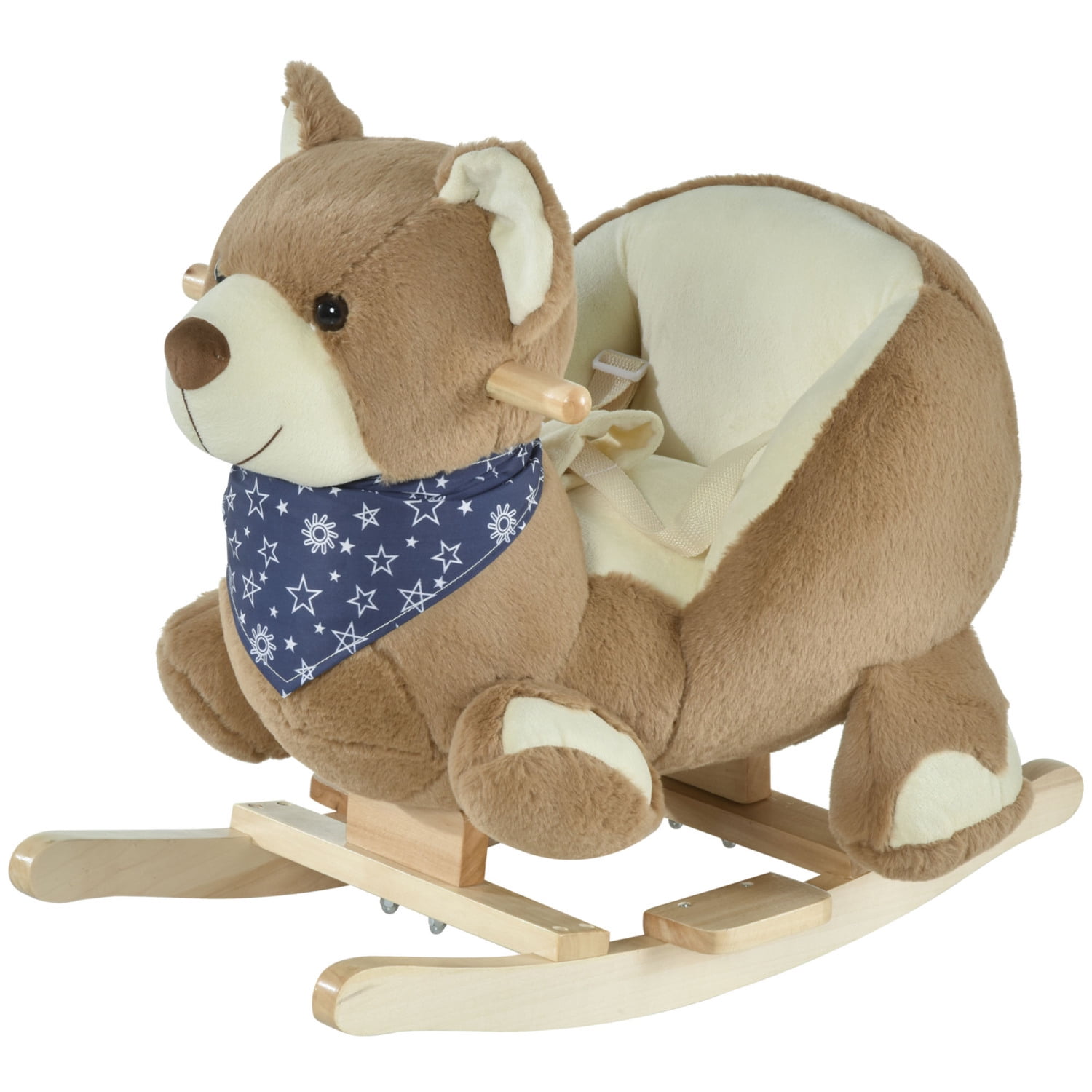 Qaba Baby Rocking Horse with Lullaby Riding Horse Bear Themed Plush ...