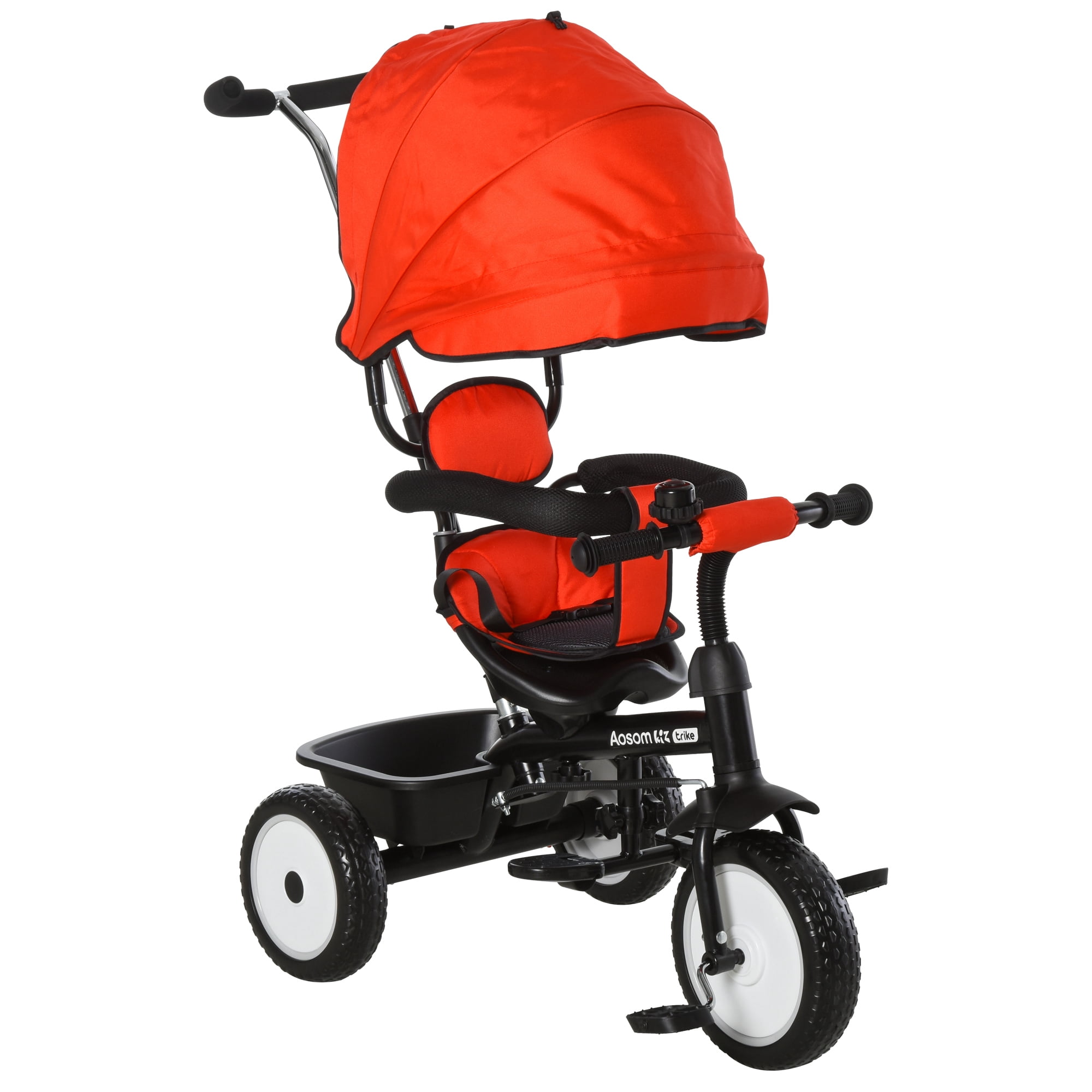 Qaba Baby Tricycle 2 In 1 Trike with Adjustable Canopy Detachable ...