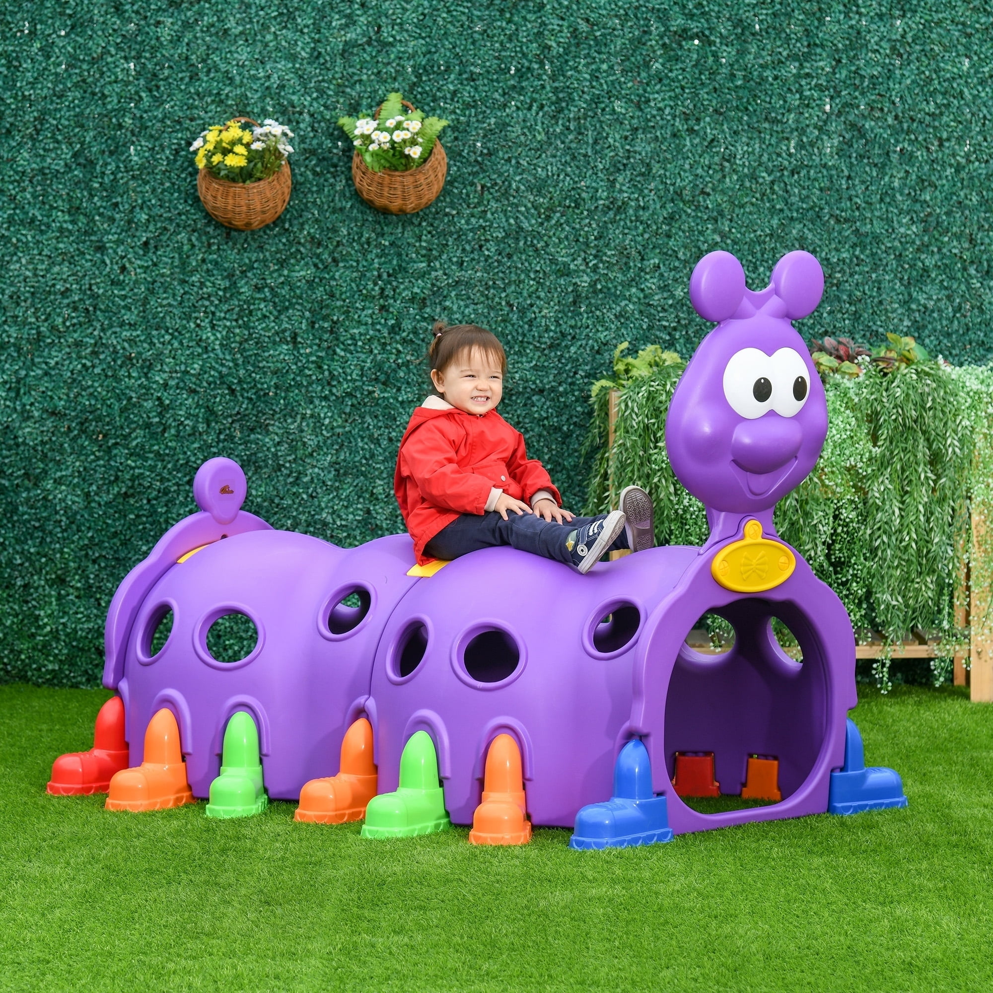 Qaba Indoor Play Set for Toddlers, Caterpillar Climbing Tunnel, Climb-N ...