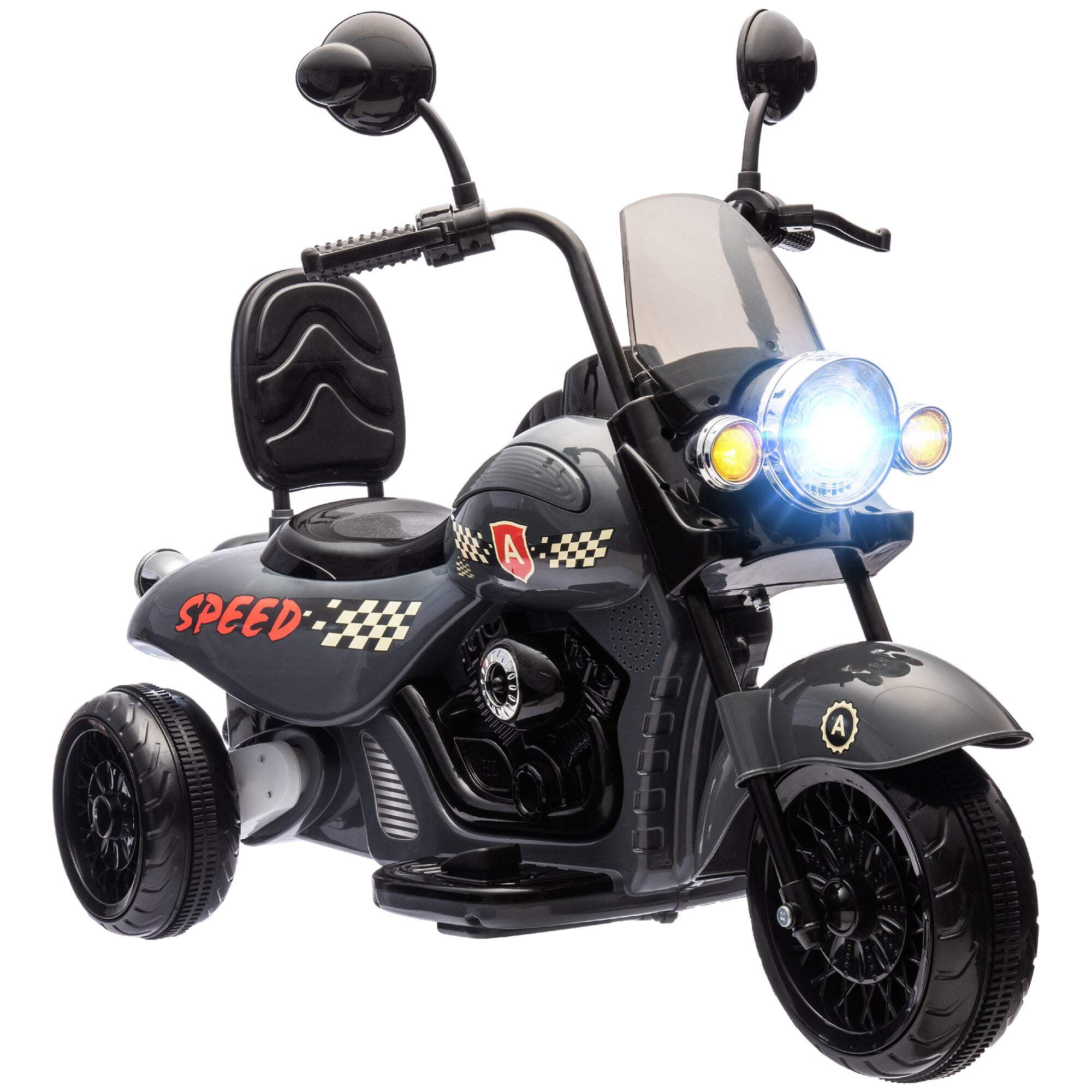 Qaba Electric Motorcycle For Kids, 3 Wheel 6V Battery Powered Chopper ...