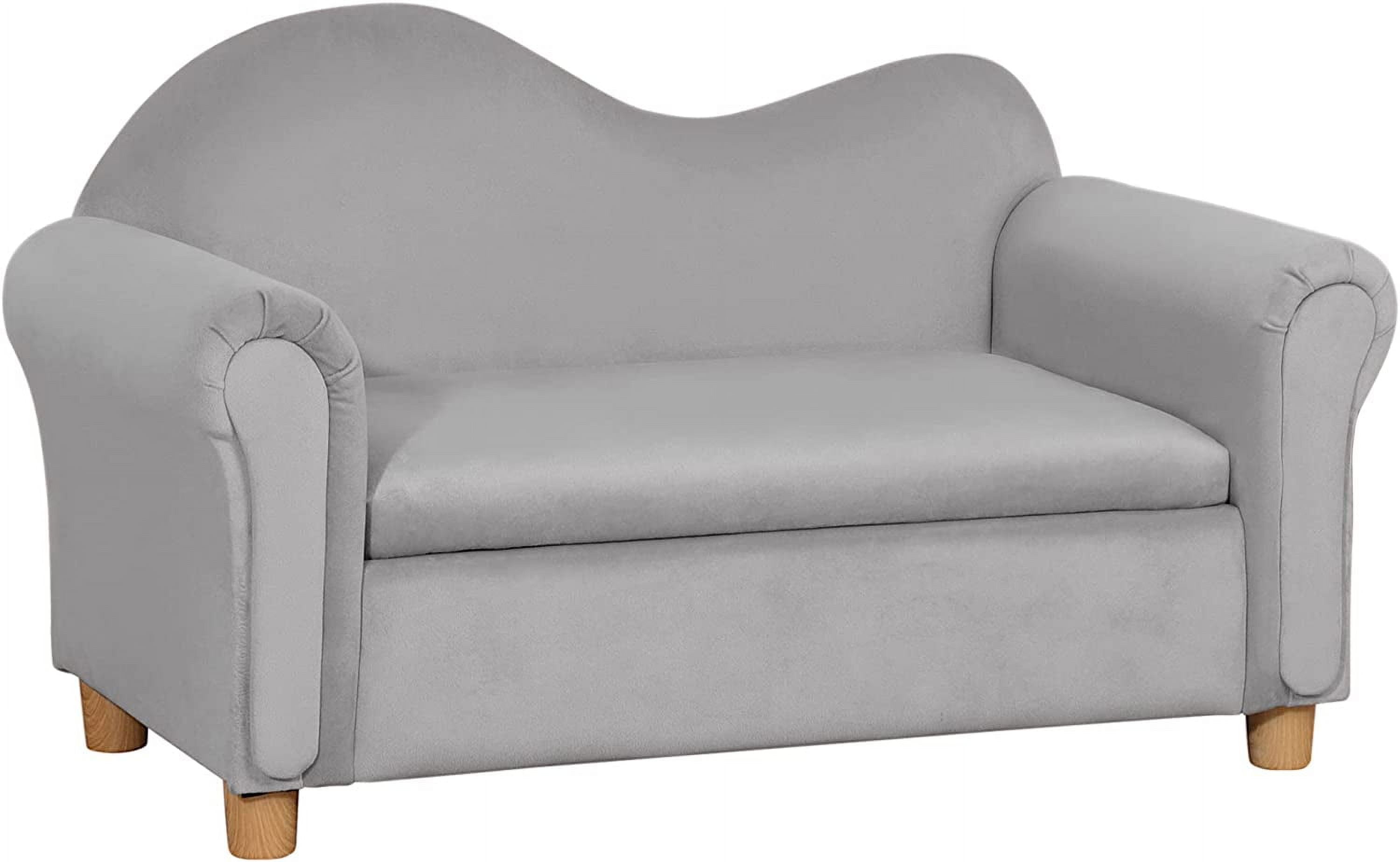 Qaba Ergonomic Foam Kids Sofa with Inner Toy Storage Chest, Velvet Kids ...