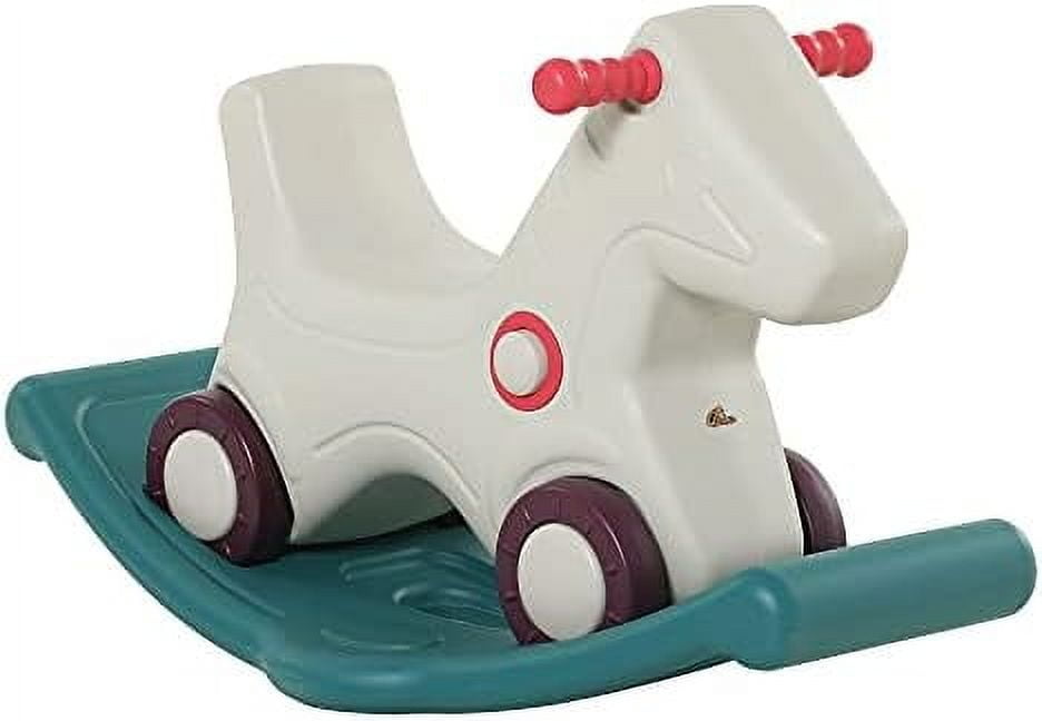 Qaba Kids 2 in 1 Rocking Horse & Sliding Car for Indoor & Outdoor Use w ...