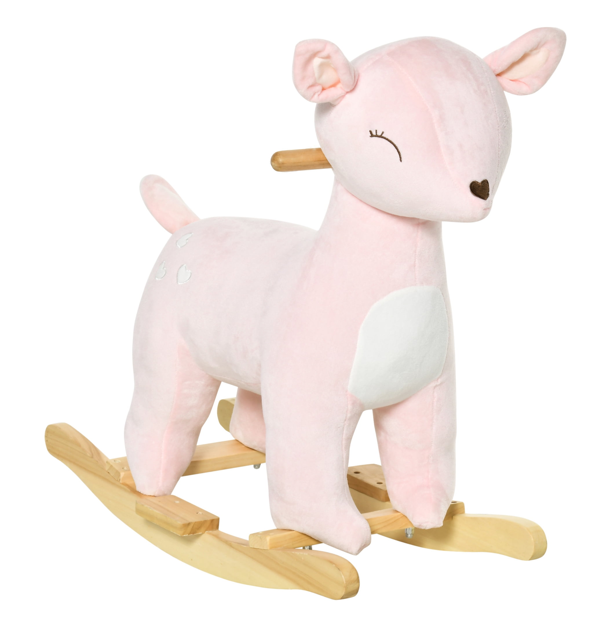 Qaba Kids Plush Ride-On Rocking Horse Deer-shaped Plush Toy Rocker with ...