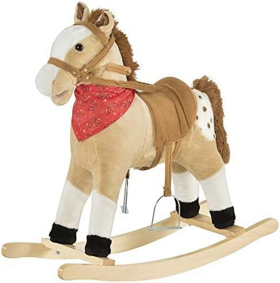 Qaba Kids Plush Ride-On Rocking Horse Toy Cowboy Rocker with Fun ...