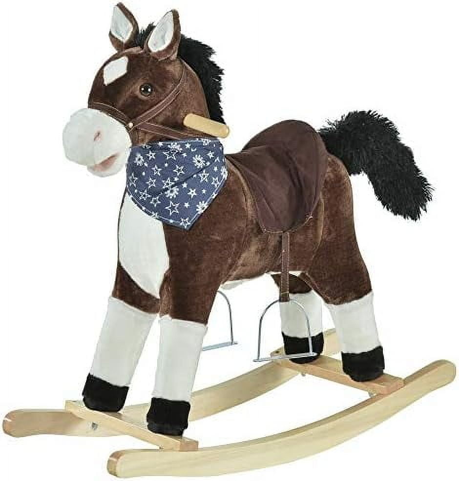Qaba Kids Plush Ride-On Rocking Horse Toy Cowboy Rocker with Fun ...