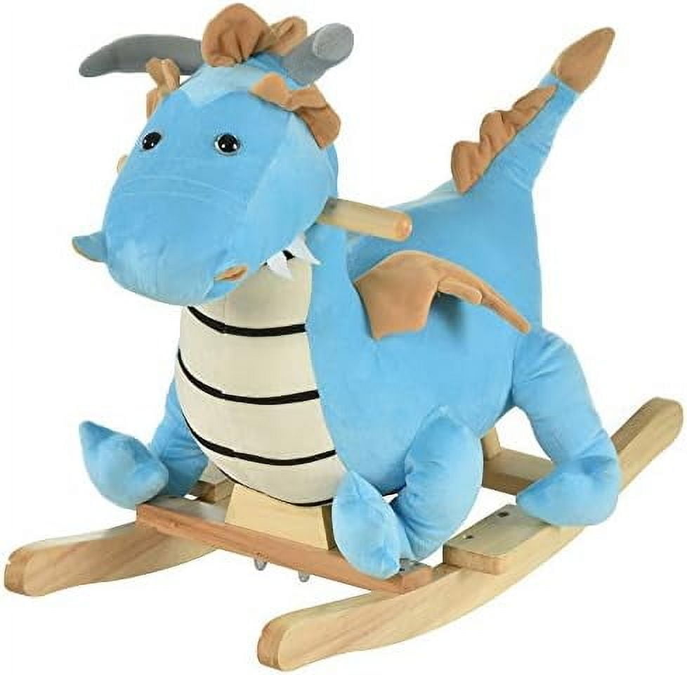 Qaba Kids Plush Ride-On Rocking Horse Toy Dinosaur Ride Rocking Chair ...