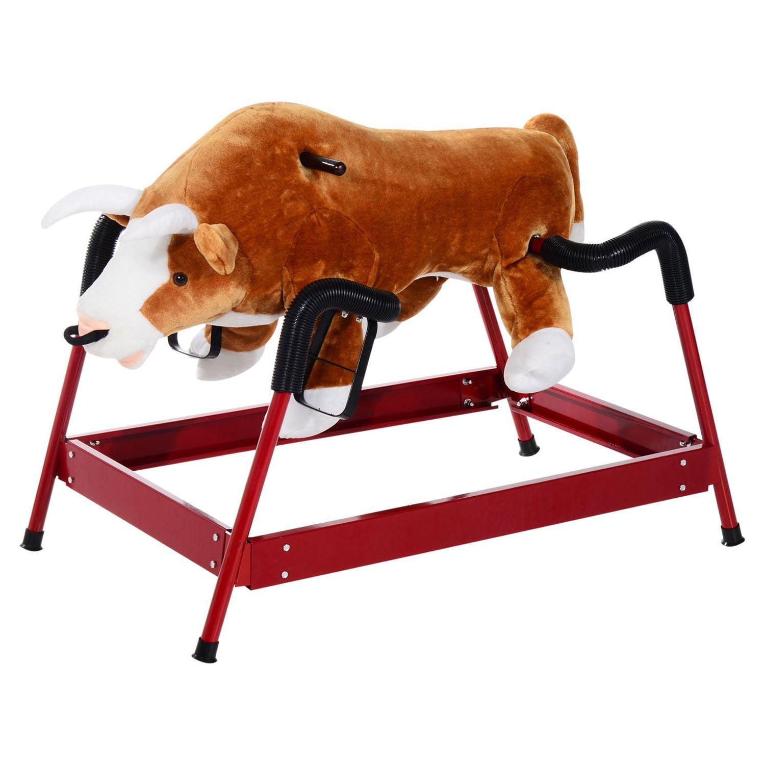 Qaba Kids Plush Spring Horse-Style Rodeo Bull w/ Realistic Sounds ...