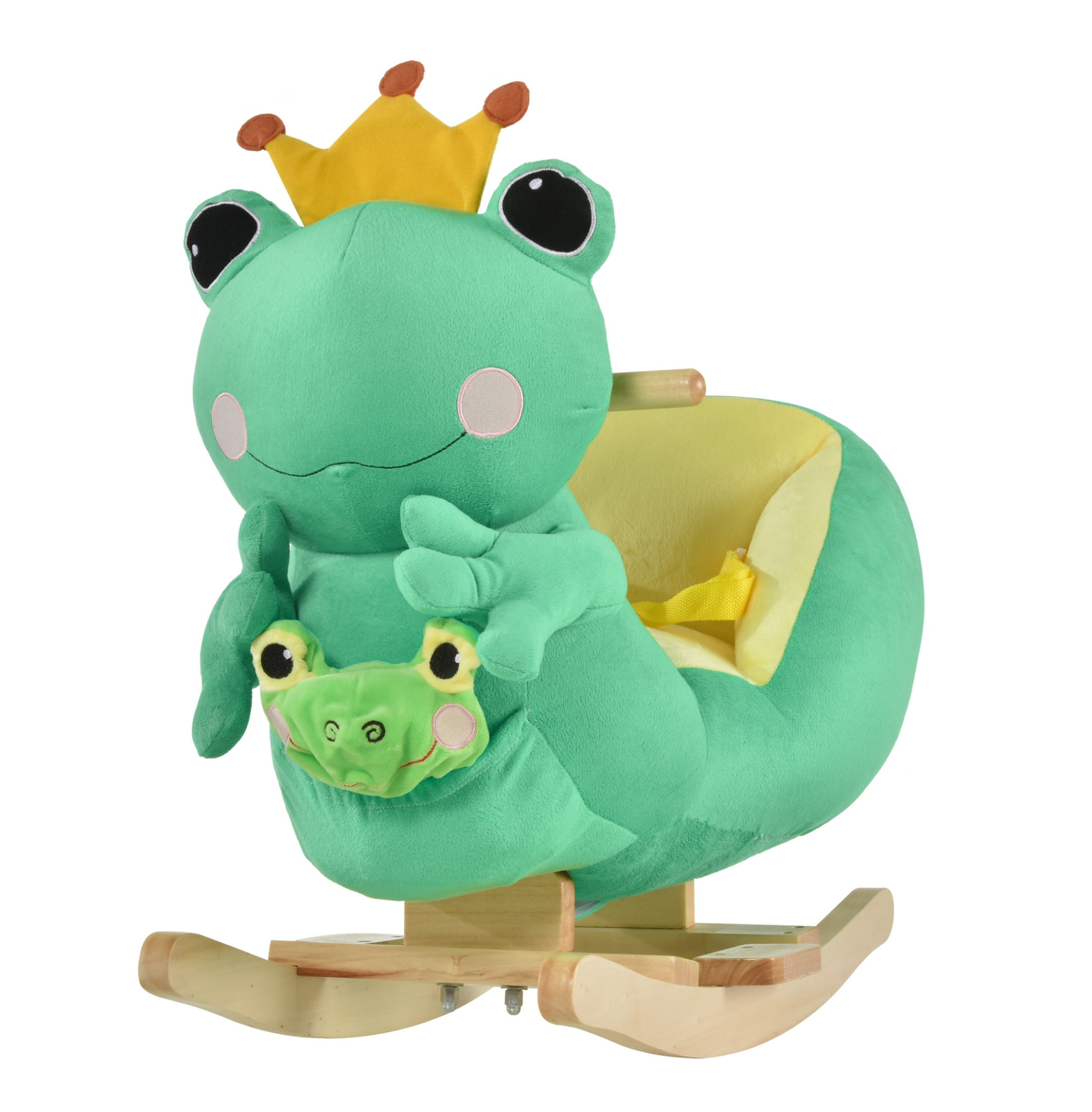 Qaba Kids Ride-On Rocking Horse Toy Frog Style Rocker with Fun Music ...
