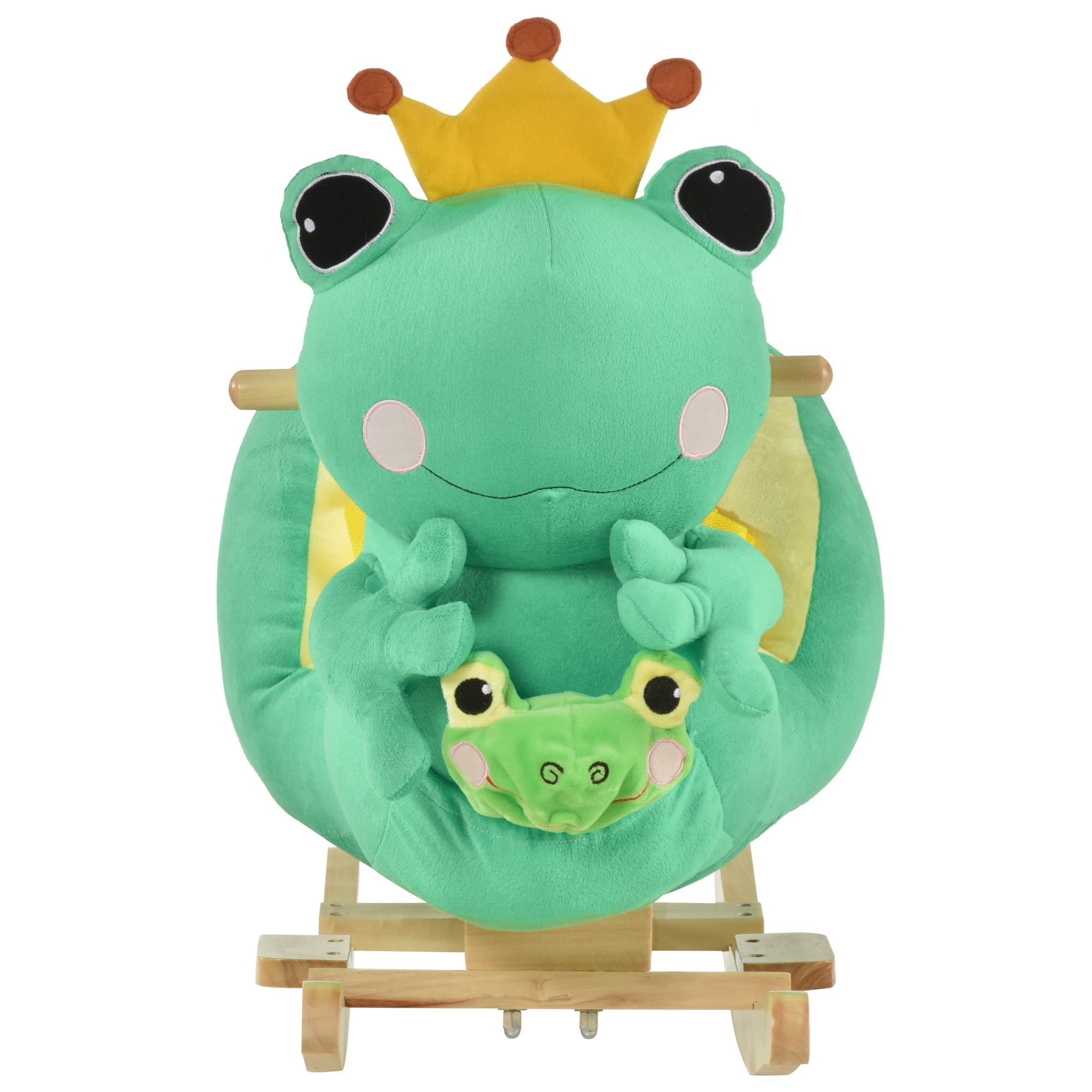 Qaba Kids Ride-On Rocking Horse Toy Frog Style Rocker with Fun Music ...