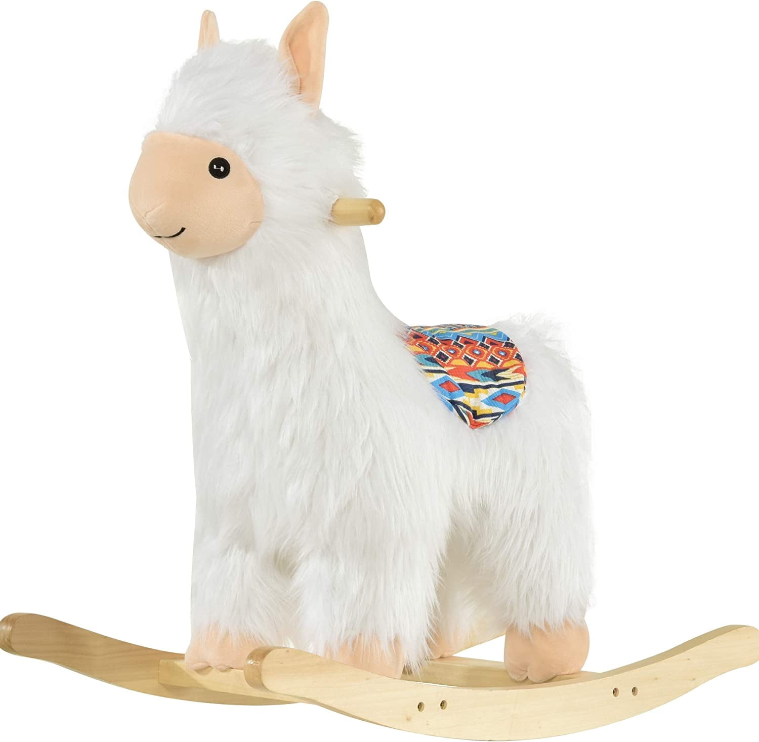 Qaba Kids Ride-On Rocking Horse Toy Llama Style Rocker Soft Plush ...
