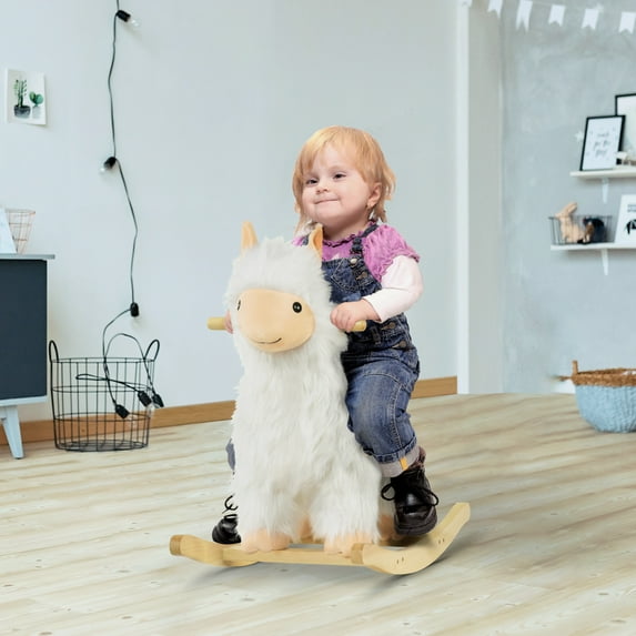 Qaba Kids Ride-On Rocking Horse Toy Llama Style Rocker Soft Plush ...