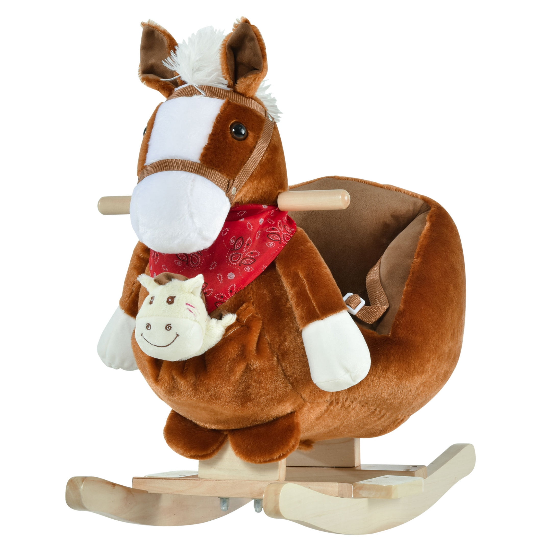 Qaba Kids Ride-On Rocking Horse Toy, Rocker with Lullaby Song, Hand ...