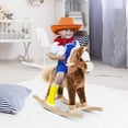 Qaba Kids Plush Rocking Horse, Child's Toddler Rocker, Wooden Base Ride ...