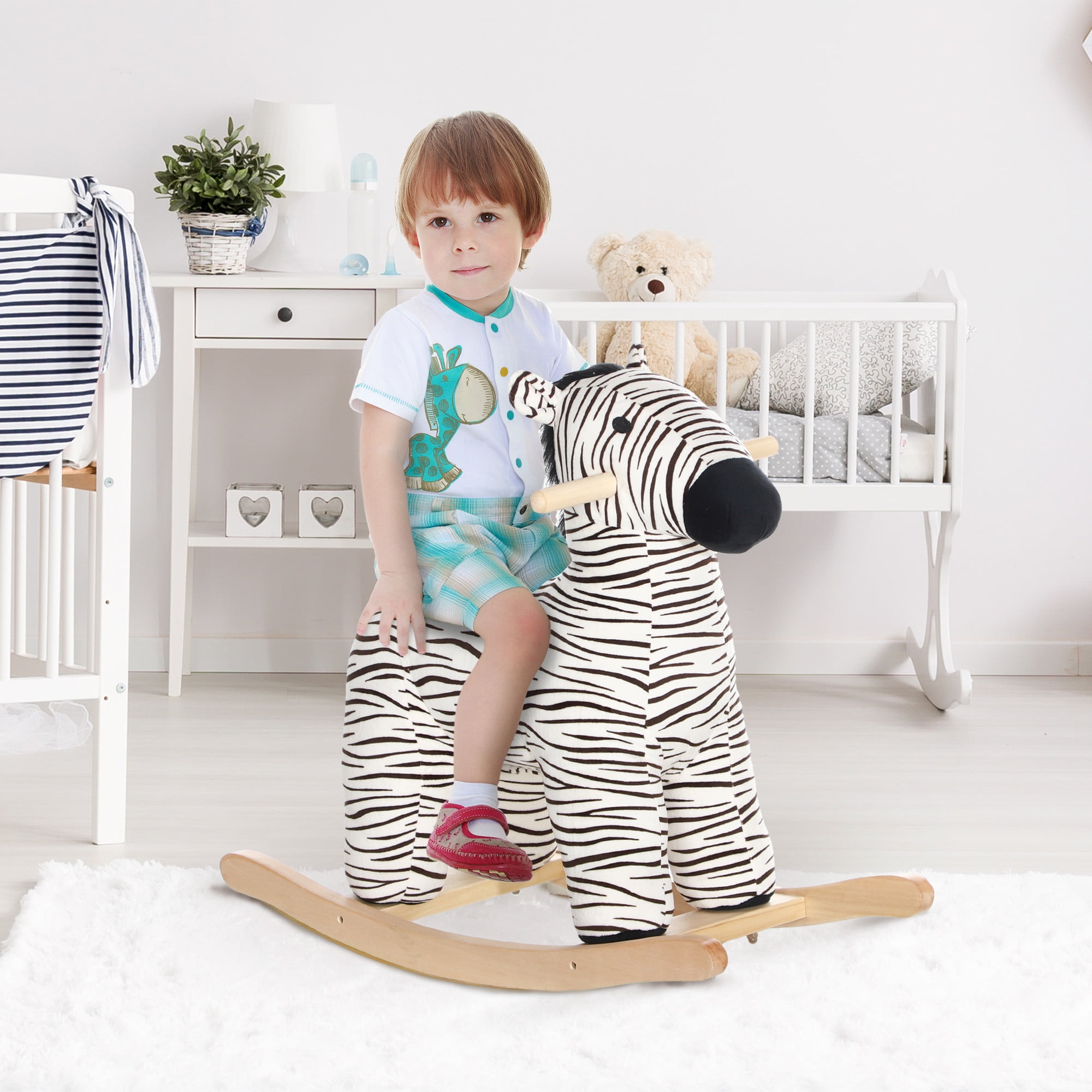 Qaba, Kids Rocking Animal, Zebra Ride-on with Sound, for Ages 2-4 ...