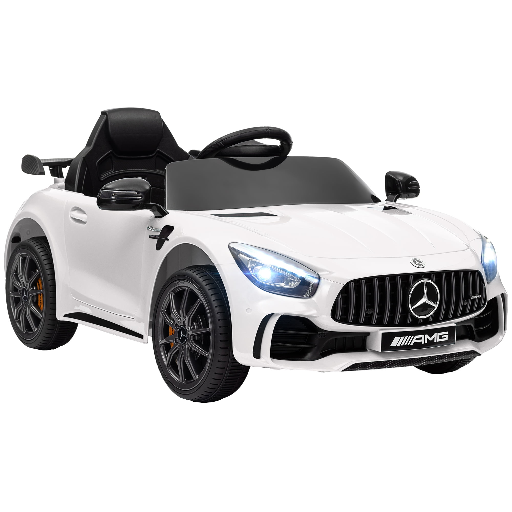 Qaba Mercedes-Benz AMG GTR Licensed 12V Kids Ride on Car, Battery ...