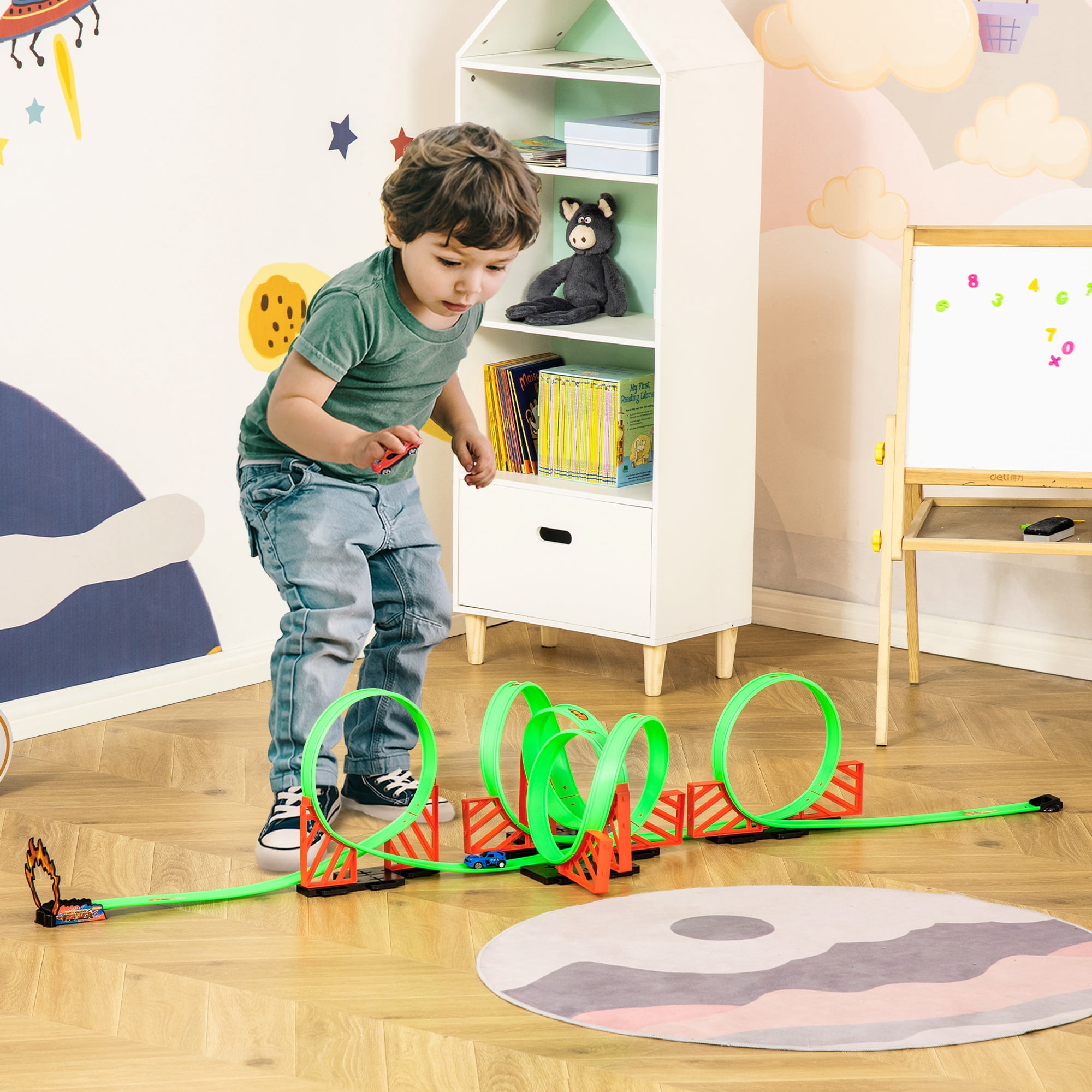 Qaba Race Track Set Track Builder Loop Kit Criss Cross Track Set ...