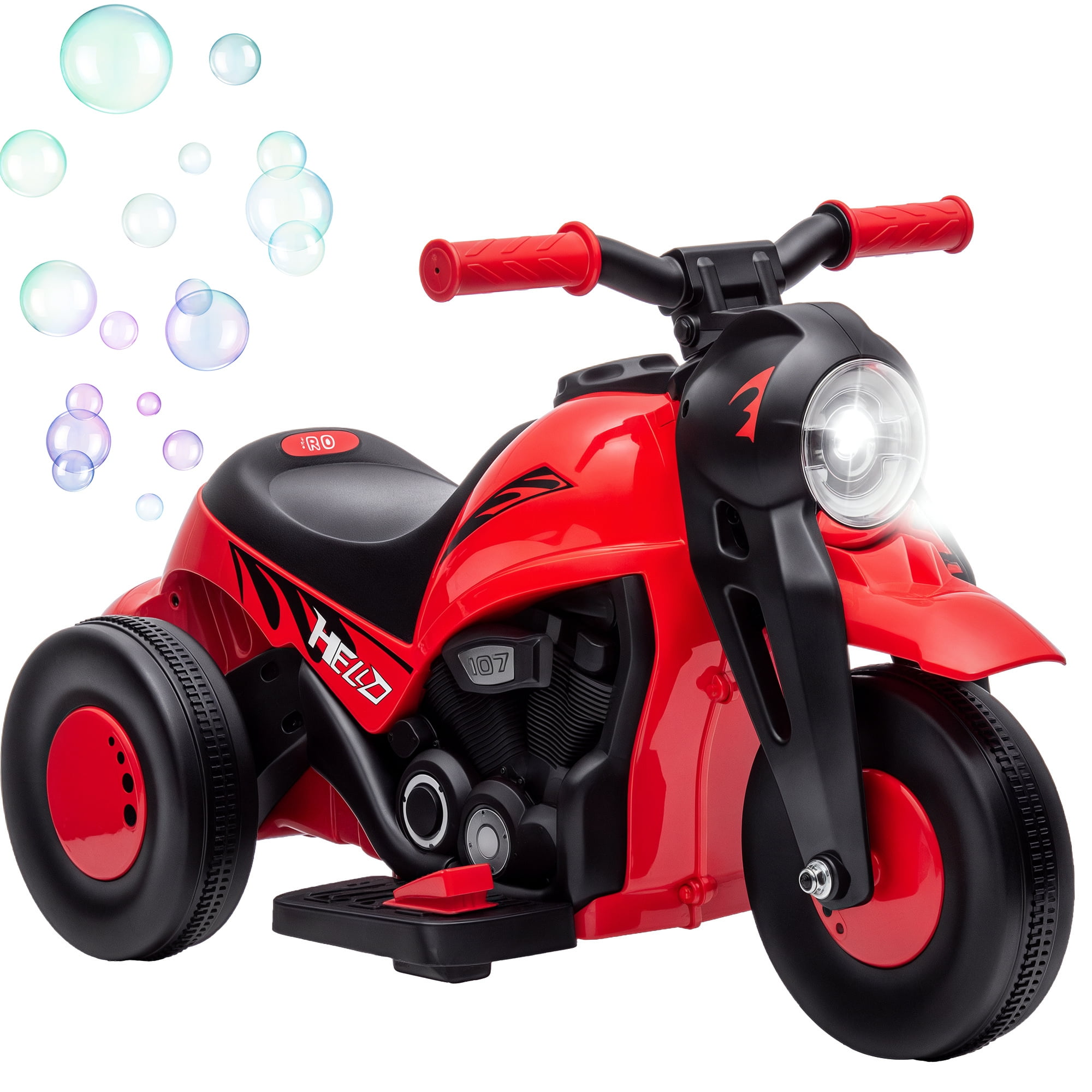 Qaba Ride on Bubble Car, 6V Kids Motorcycle, 3 Wheeled 2 MPH Electric ...