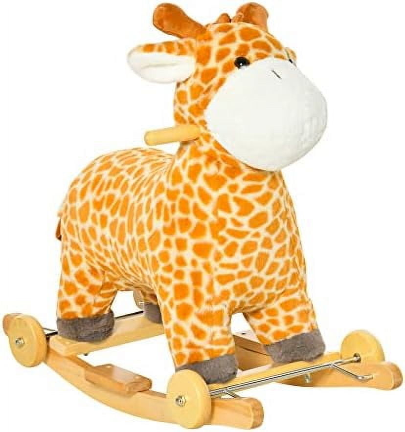 Qaba Rocking Horse, 2 in 1 Kids Ride on Horse, Rolling Giraffe Animal ...