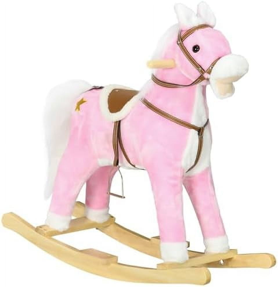 Qaba Rocking Horse with Sound, Ride on Horse with Saddle, Toddler ...