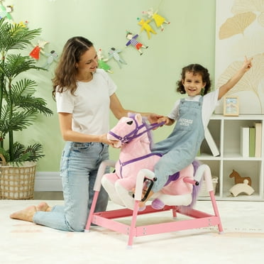 ‎Studyli Kids Rocking Horse Plush Ride on Horse Toddler Rocker for 36 ...