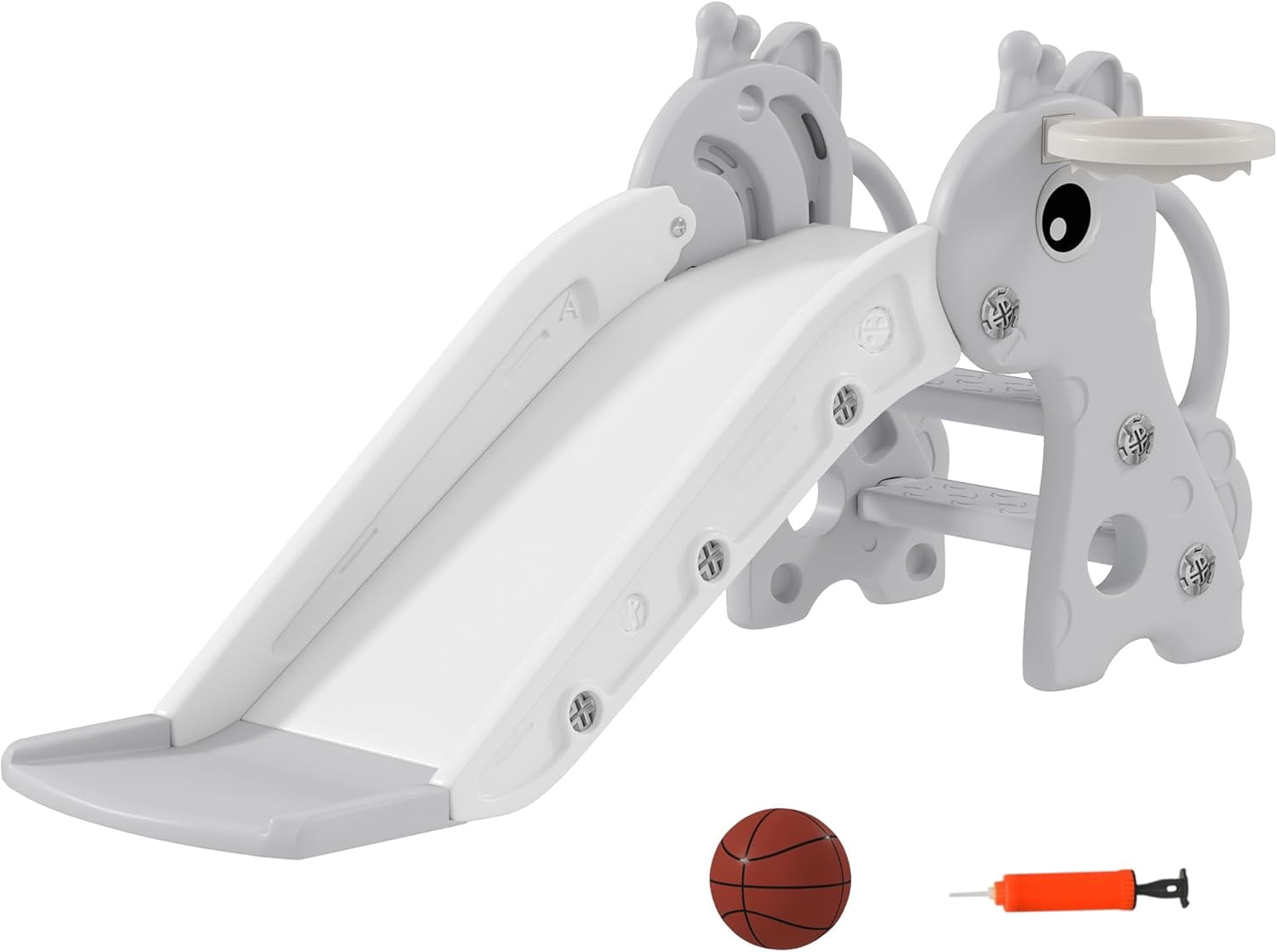 Qaba Toddler Slide with Climber, Basketball Hoop and Ball, Indoor Kids ...