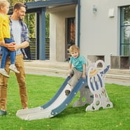 Qaba Toddler Slide, Indoor Foldable Kids Slide for 1.5-3 Years Old ...