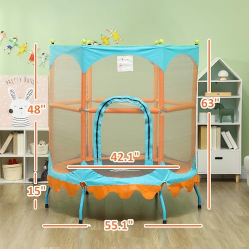 Qaba Trampoline for Kids, 4.6FT Mini Toddler Trampoline Indoor Outdoor ...