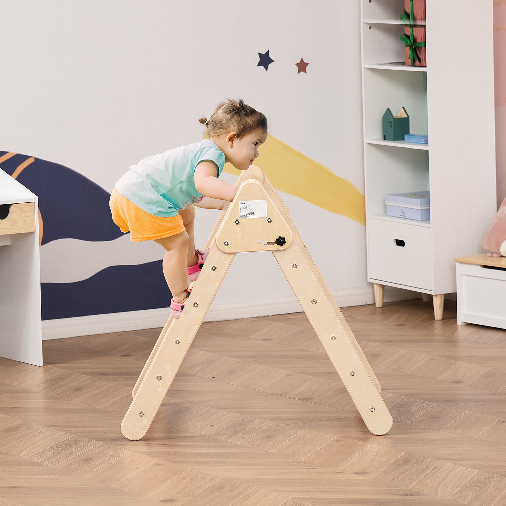 Qaba Kids Triangle Climber Foldable Climbing Triangle Ladder for ...