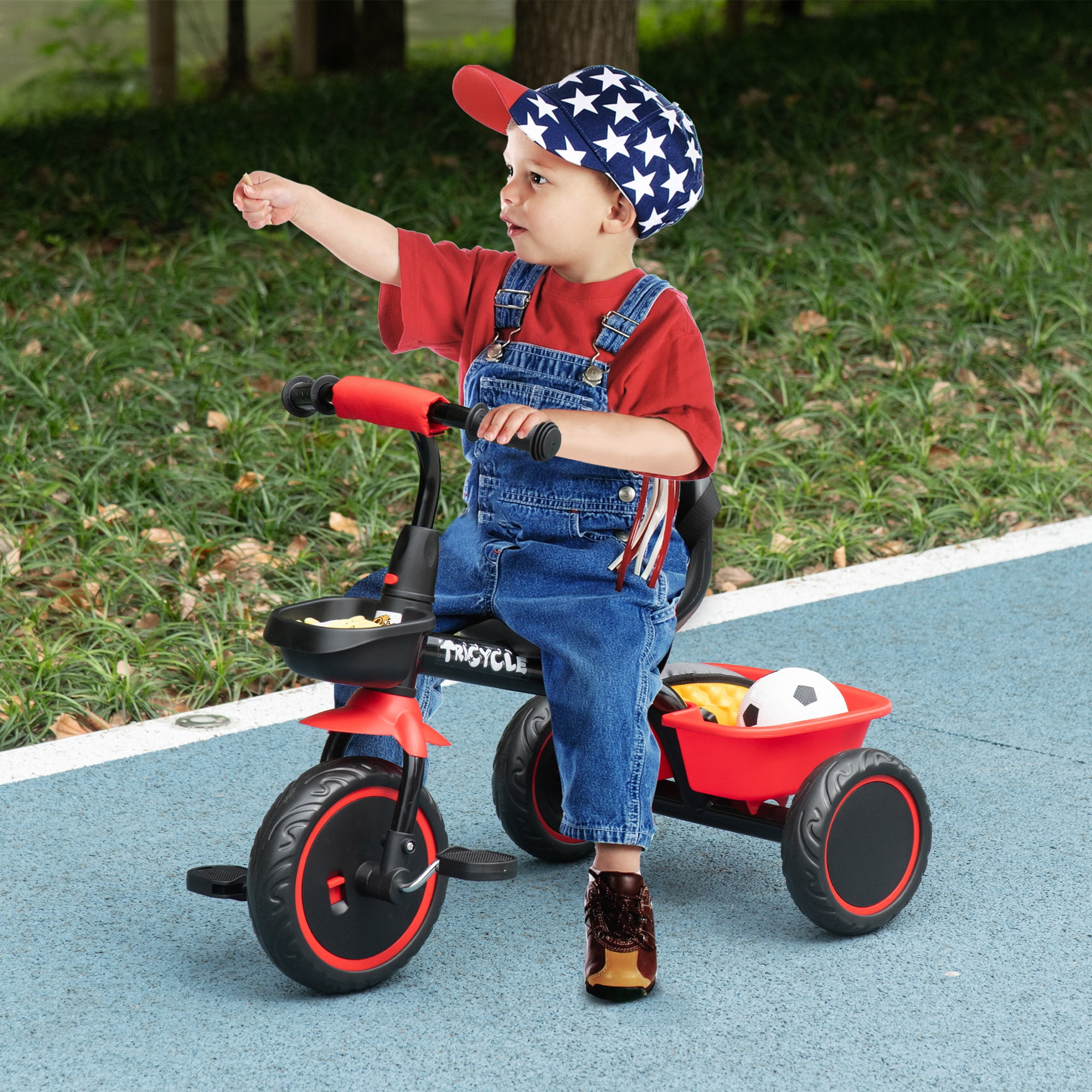 Qaba Beginner Preschool Tricycle, Adjustable Toddler Bike for Kids Age ...