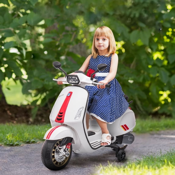Qaba Vespa Licensed Electric Motorcycle for Kids, 6V Toddler Motorcycle ...