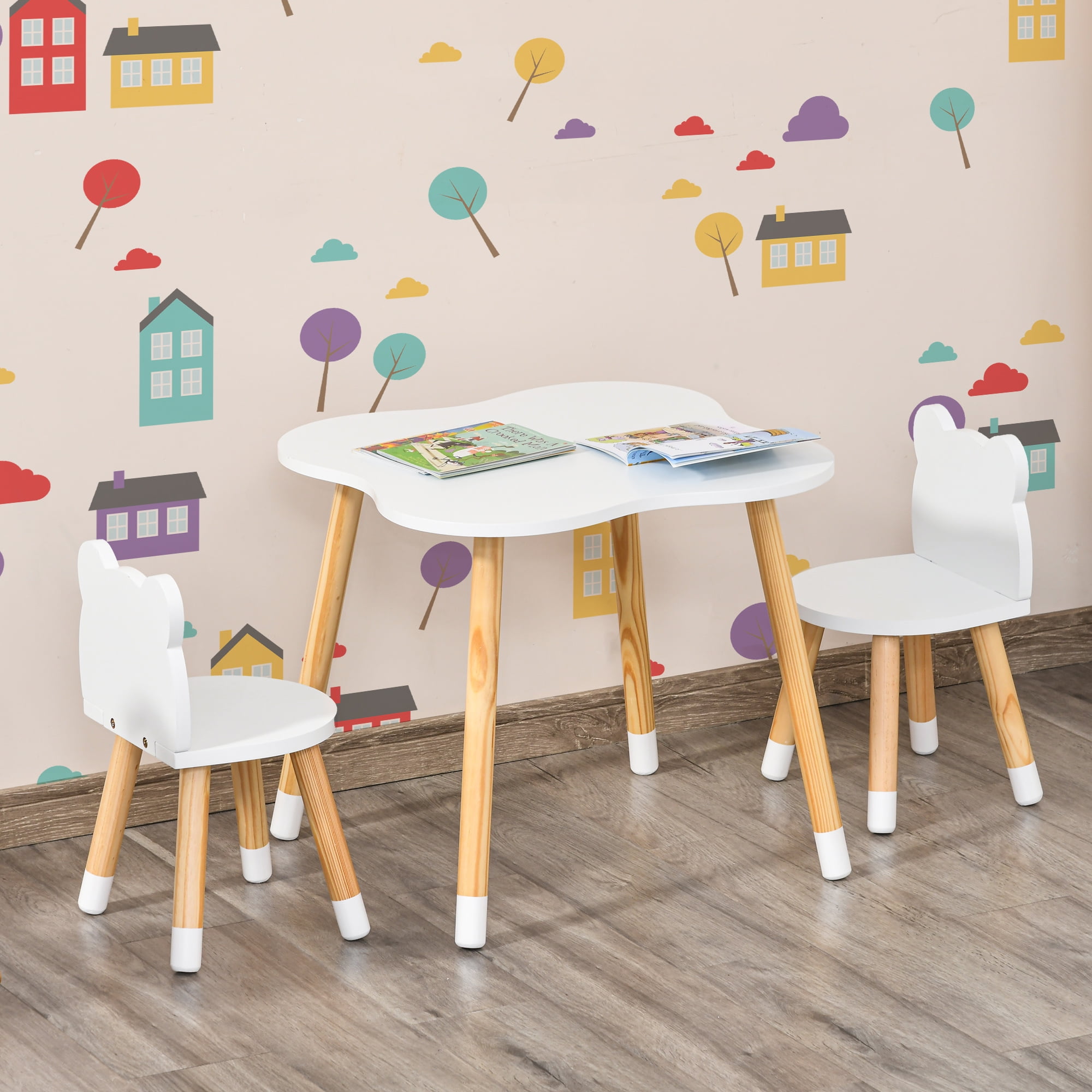 Cribs Qaba Wooden Table and Chair Set Ideal for Arts, Meals, Homework ...