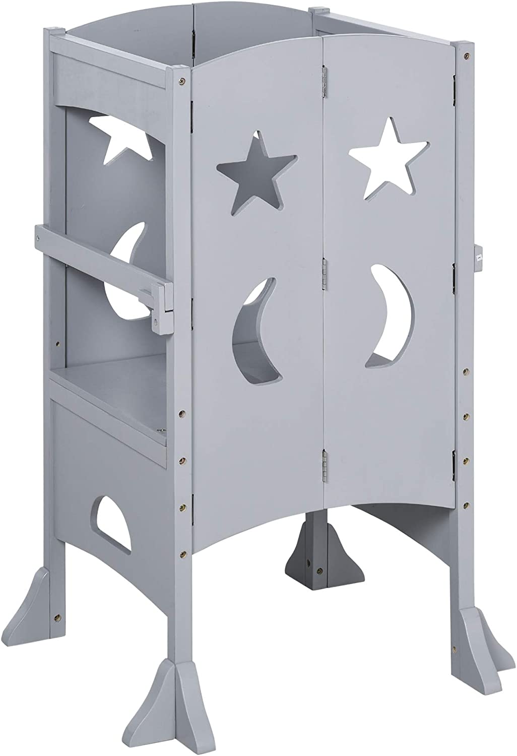 Qaba Wooden Kitchen Step Stool for Kids, Foldable Toddler Tower, Helper ...