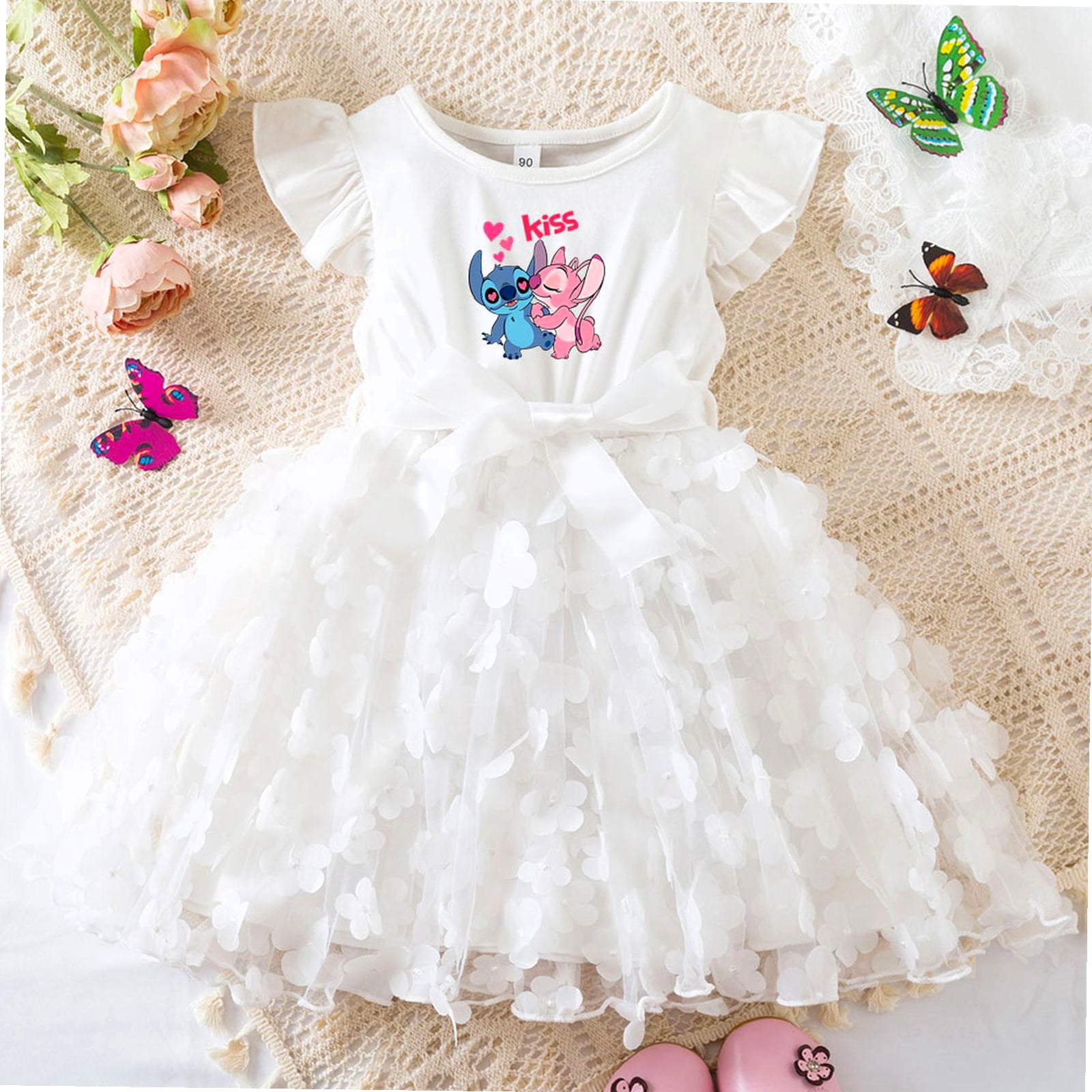 Qaheey Stitch Cartoon Girls' Dress - Cute Summer Outfit for Kids ...