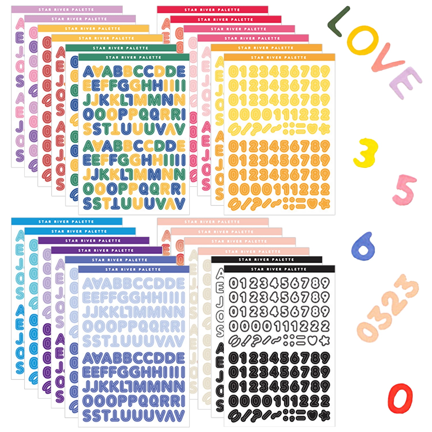 Qalabka Innovative Alphabet Stickers: 24 Sheets of Vibrant Vinyl Letters & Numbers - Peel ...