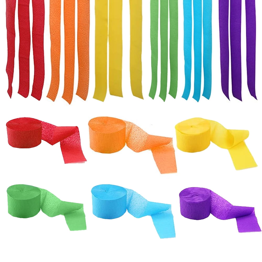 Qalabka Set of 6 Colored Crepe Paper Ribbons, Tassels, 4.5cm x 25m ...