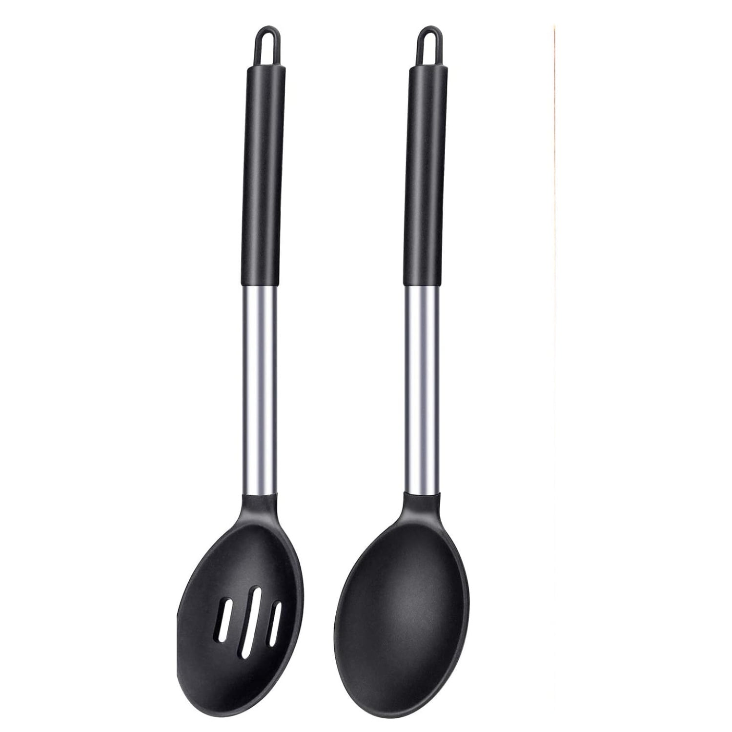 Qalabka Silicone cooking spoons,Large Serving Spoons 2-pack (colander ...