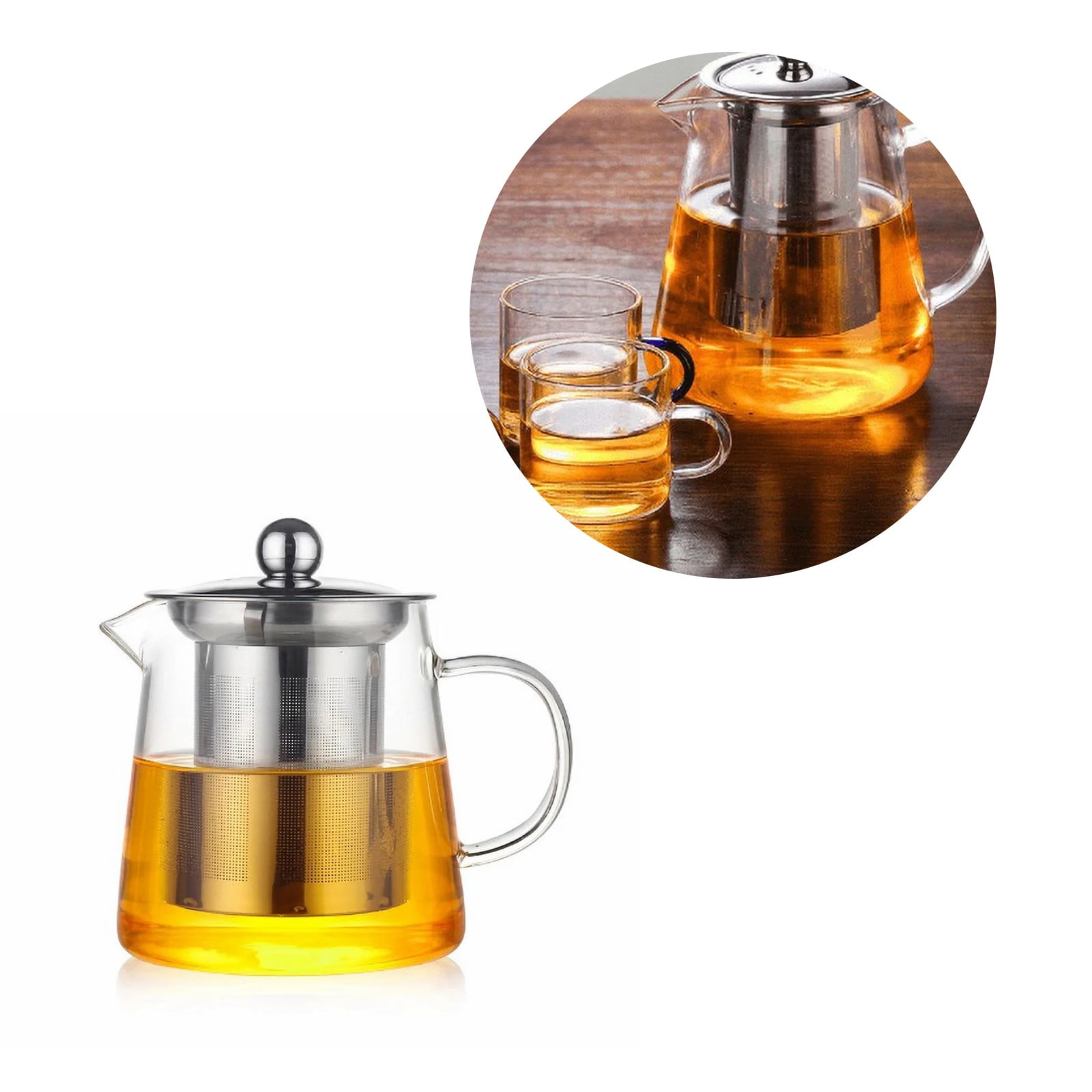 Qaray 18.5 Oz Glass Teapot Heat Kettle With Infuser Stainless Steel ...