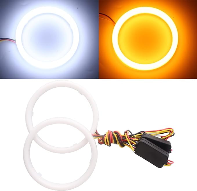 Qasim 1-Pair 100MM White+Amber Switchback 132SMD 4014 LED Halo Ring ...