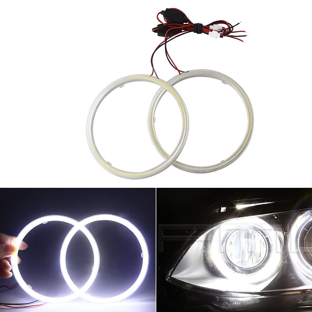 Qasim 1-Pair White 120MM ZS23 93SMD COB LED Halo Ring Angel Eyes DRL ...