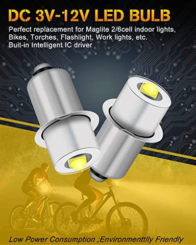 Qasim P13.5S LED Flashlight Mag Light Bulb 7500K White Super Bright PR2 ...