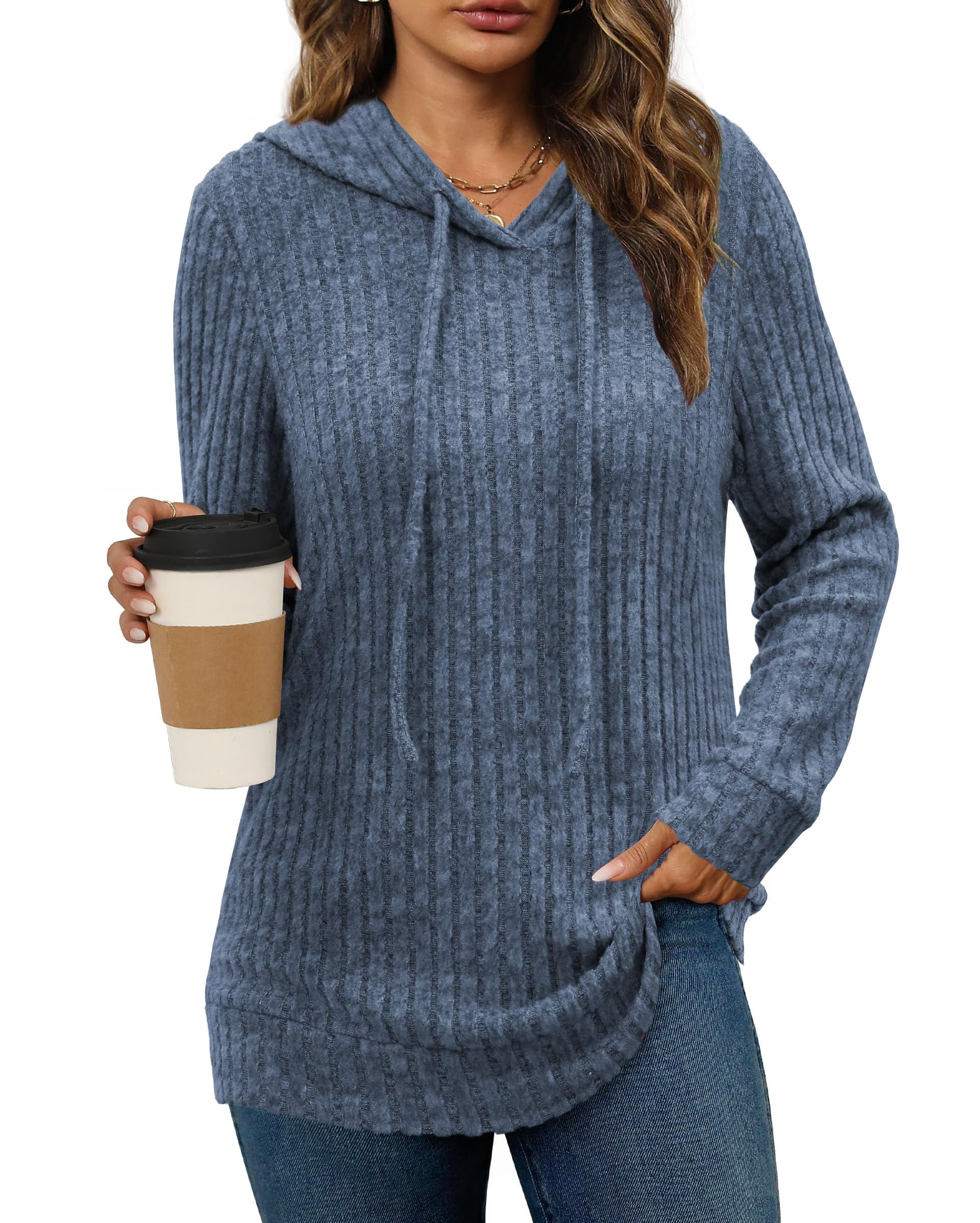 Qaspx Hoodies for Women Lightweight Hooded Sweatshirts Long Sleeve ...