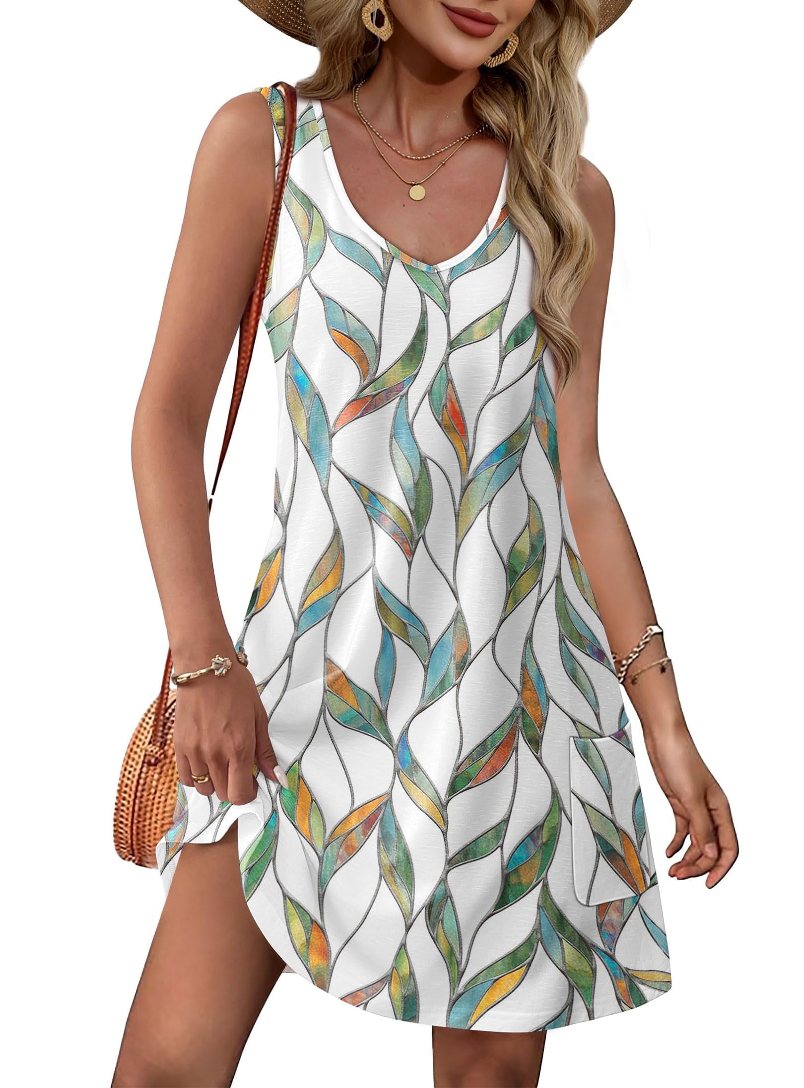 Qaspx Summer Dresses for Women Beach Sundresses Sleeveless Swimsuit ...